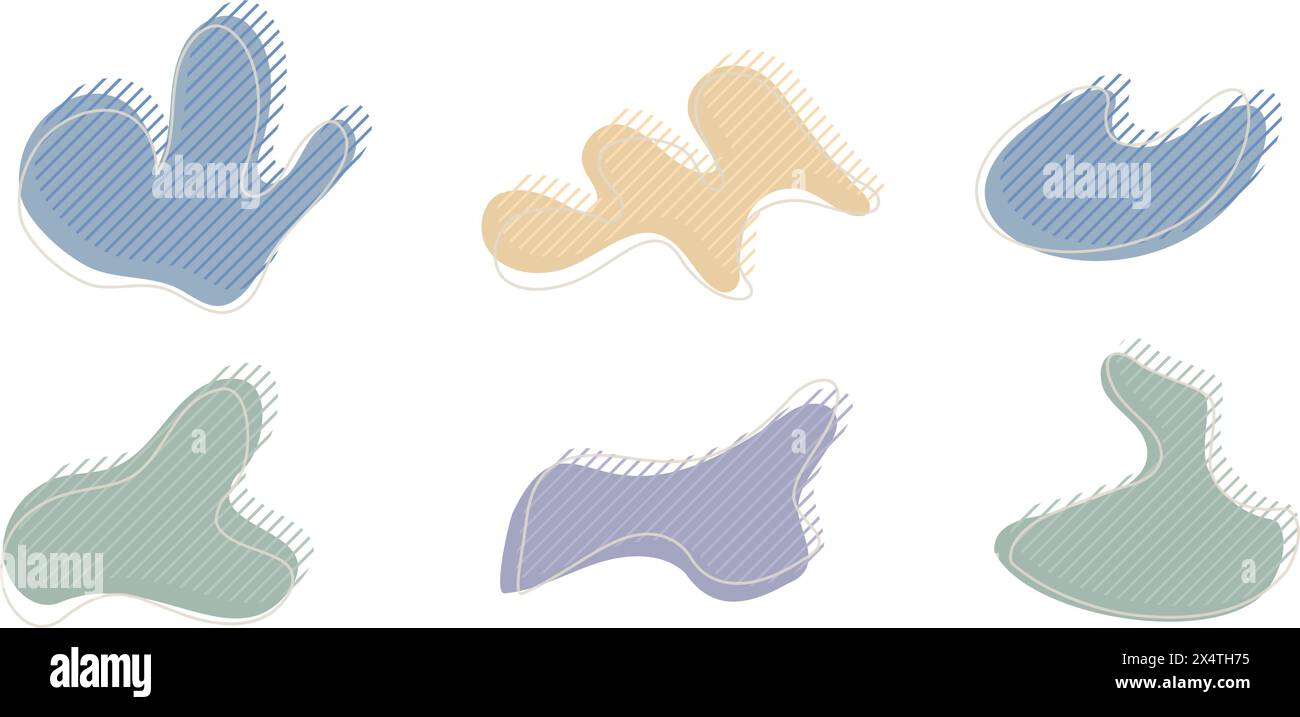 Collection of organic irregular blob shape with decorative stripes and ...