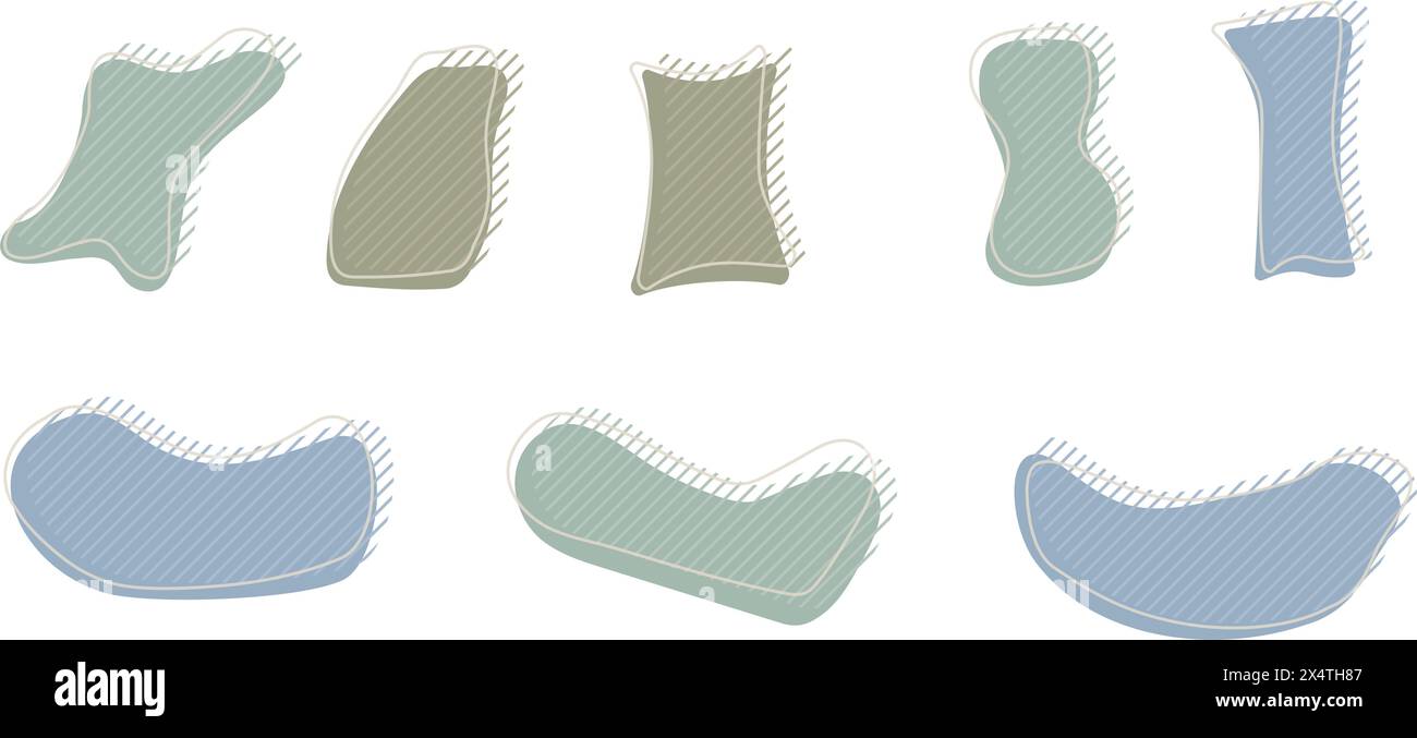 Collection of organic irregular blob shape with decorative stripes and ...