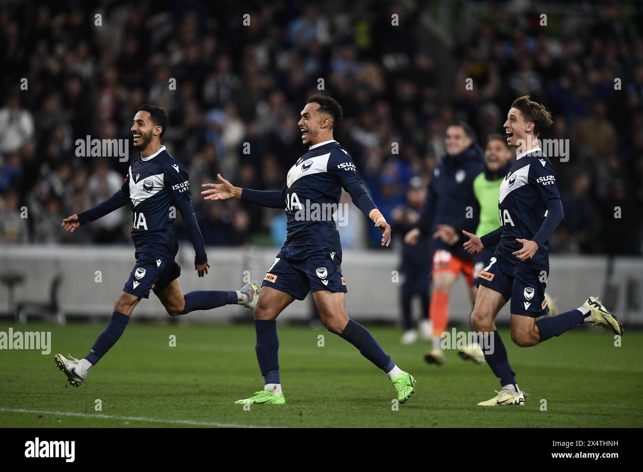 MELBOURNE, AUSTRALIA. 5 May 2024. Pictured: Melbourne Victory players ...