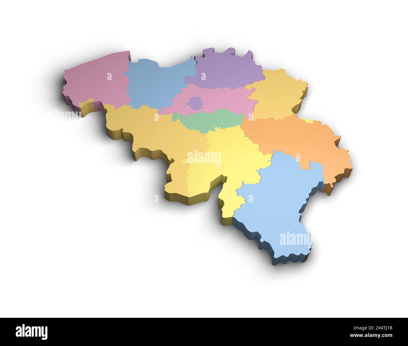 3d Belgium color map illustration white background isolate Stock Photo ...
