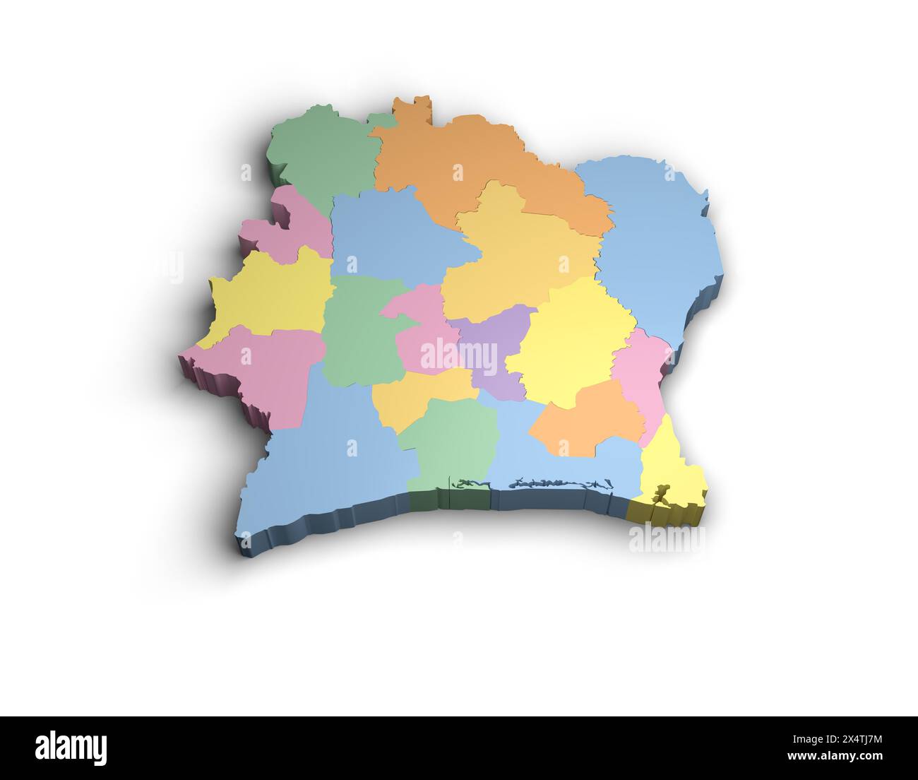 3d Ivory Coast color map illustration white background isolate Stock ...