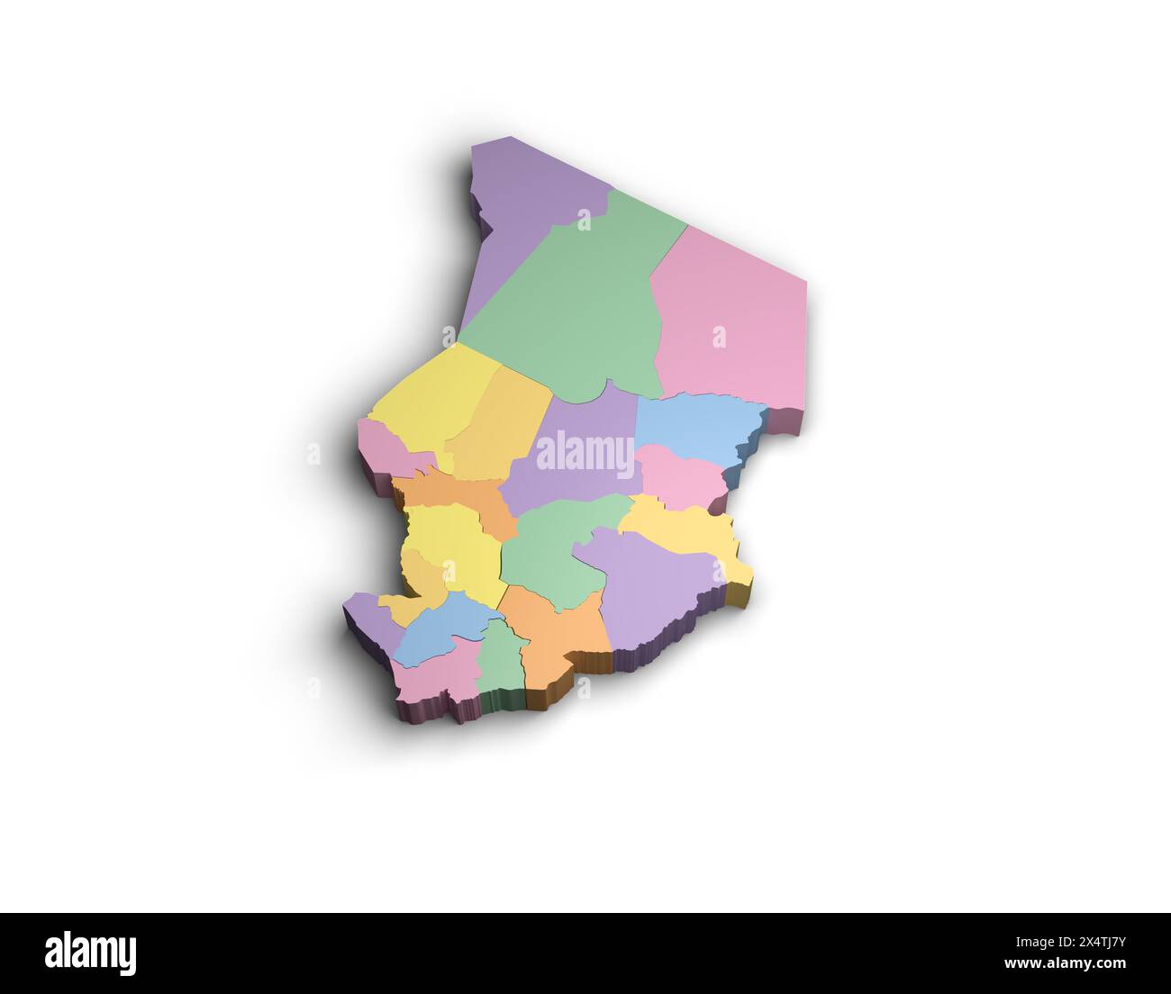 3d Chad color map illustration white background isolate Stock Photo - Alamy
