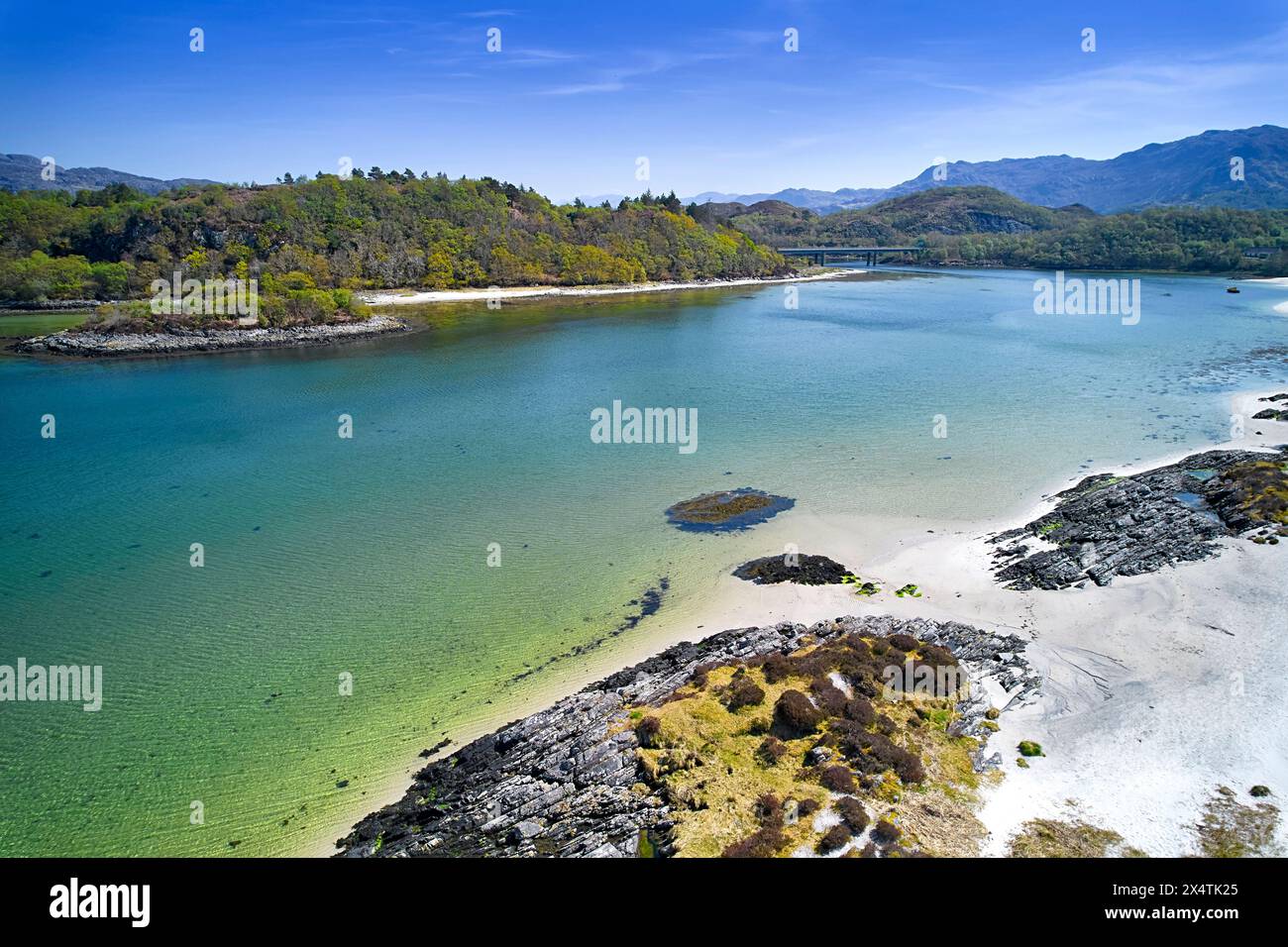 Silver Sands of Morar Highland Scotland the trees in Spring the A830 ...