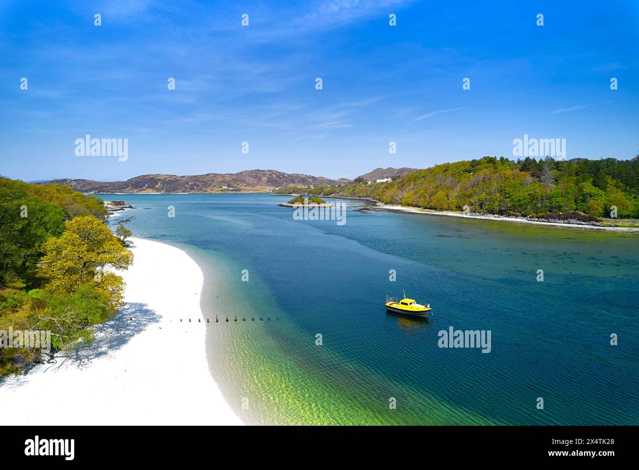 Silver Sands of Morar Highland Scotland the trees in Springtime and ...