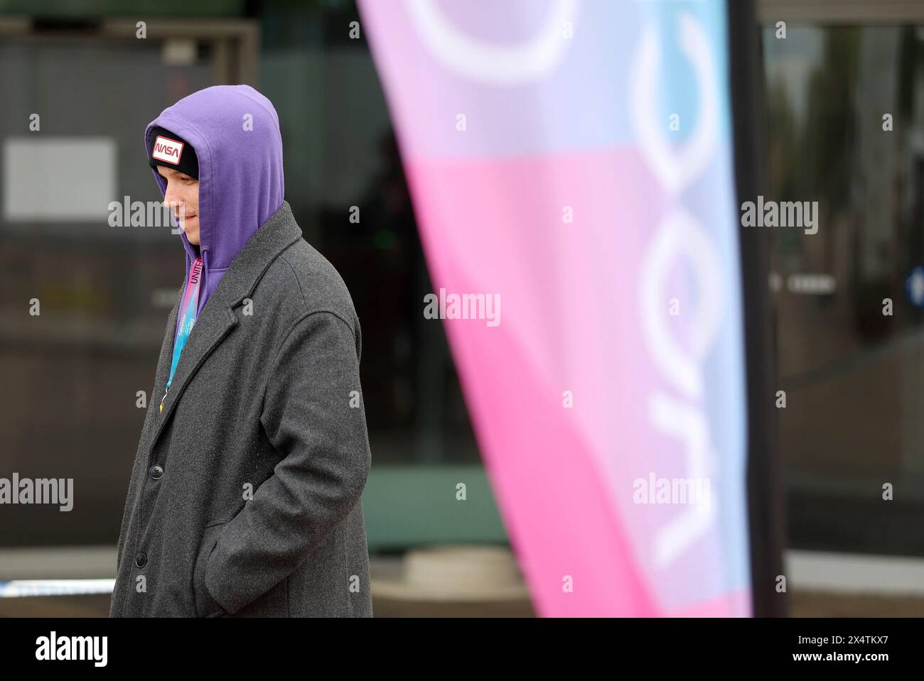 Artist Marko Purisic also known as Baby Lasagna is seen in fromt of ...