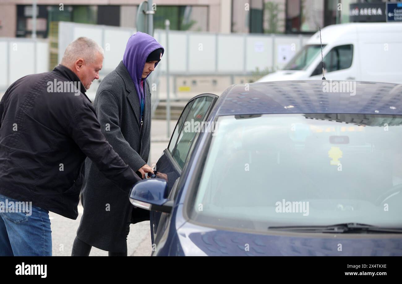 Artist Marko Purisic also known as Baby Lasagna is seen in fromt of ...