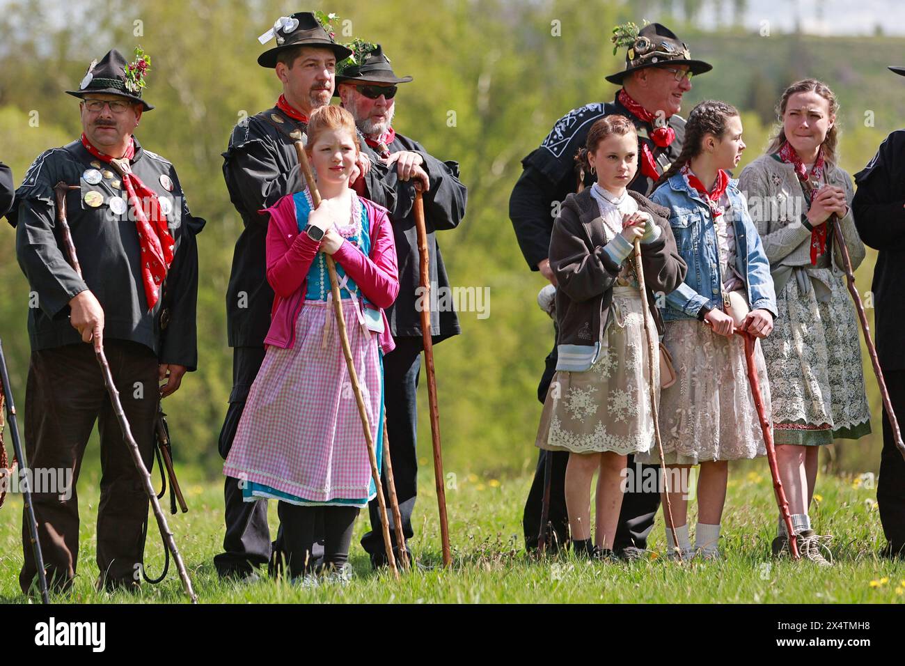 Tanne, Germany. 05th May, 2024. Cowherds from the Harz Mountains stand ...