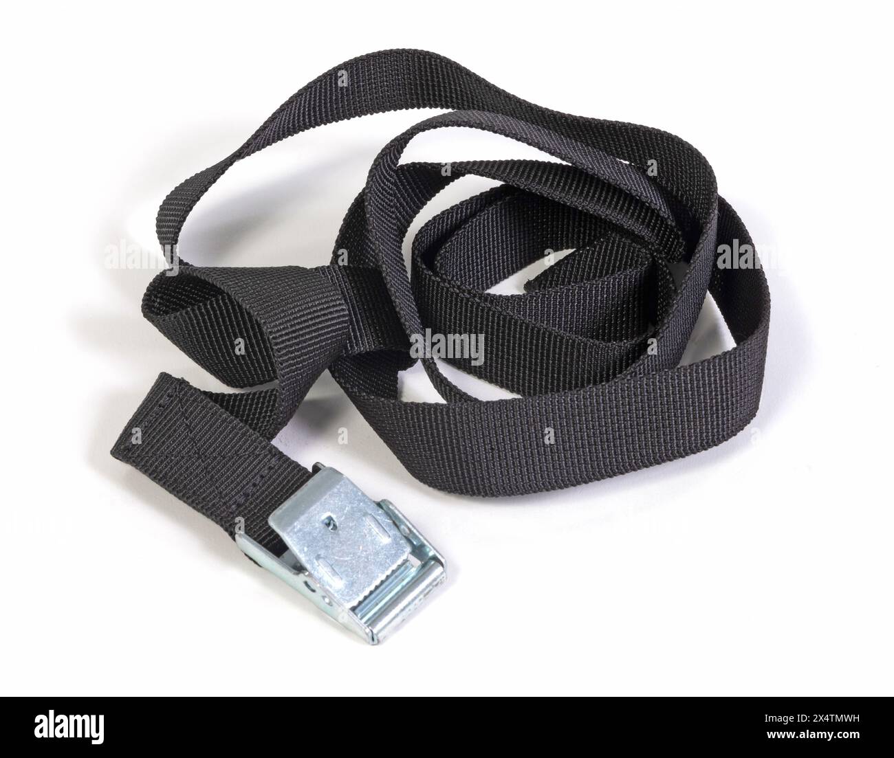 Black ratchet strap isolated on a white background Stock Photo - Alamy