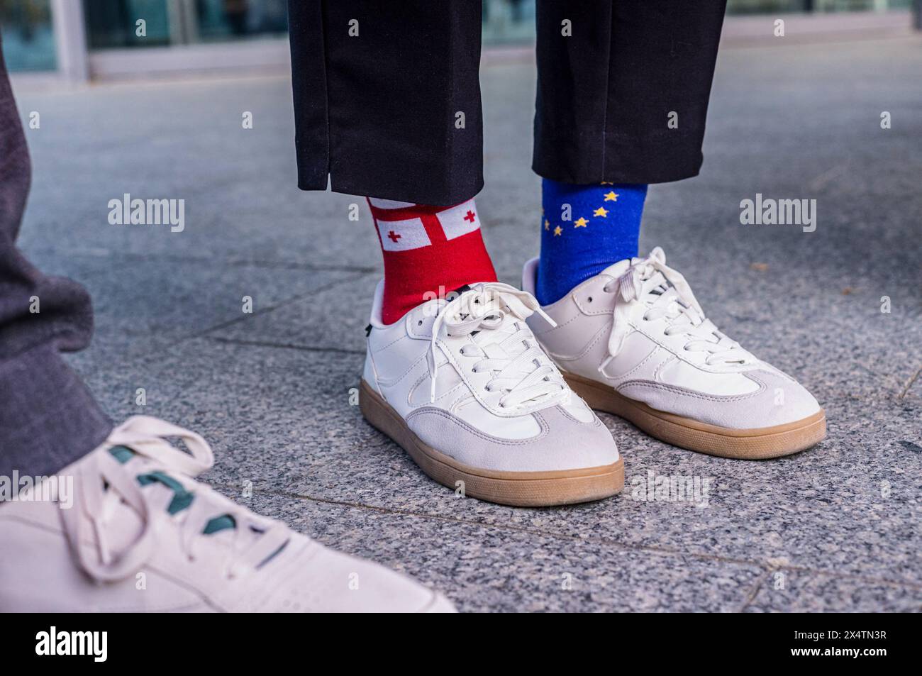 Socks of a protester advocating closer ties between Georgia and the ...