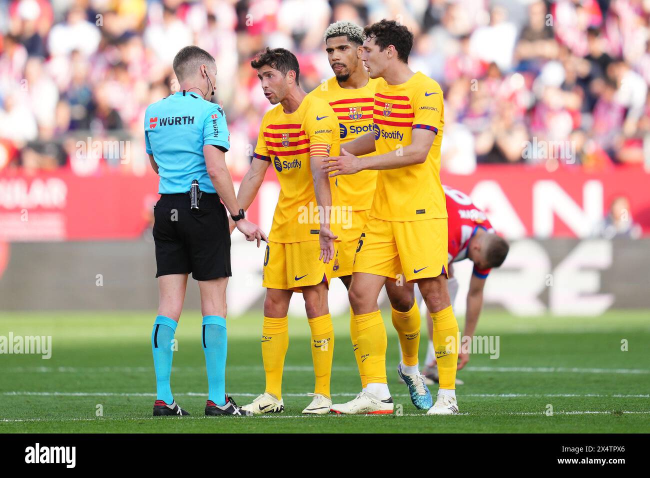 Girona, Spain. 04th May, 2024. Sergi Roberto, Ronald Araujo and Ilkay ...