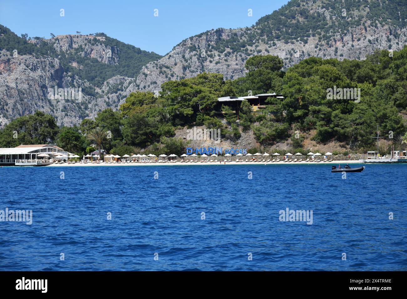Gocek, Turkey - April 26, 2024: Main beach in marina in Gocek. View ...