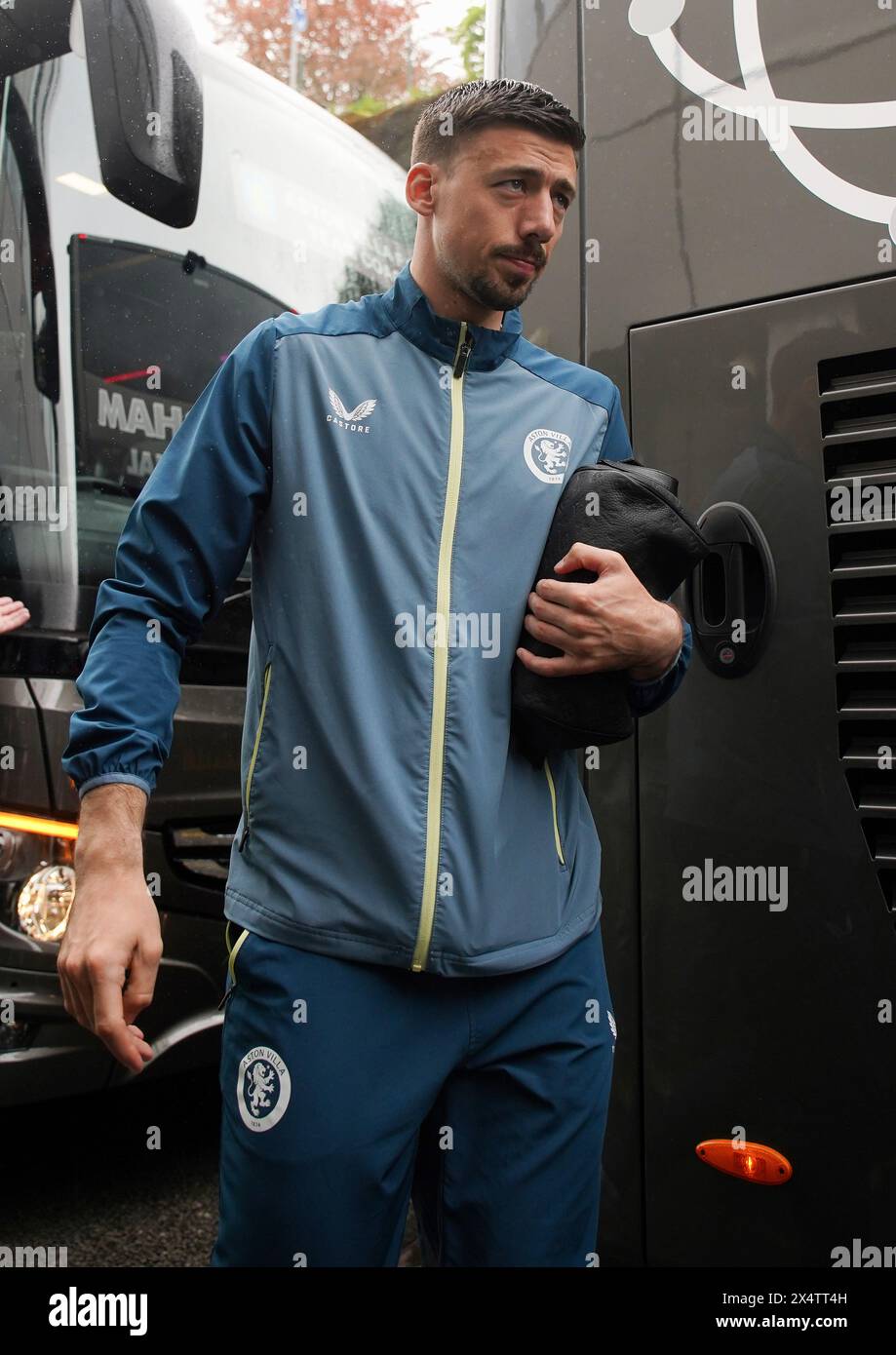 Aston Villa's Clement Lenglet arrives ahead of the Premier League match ...