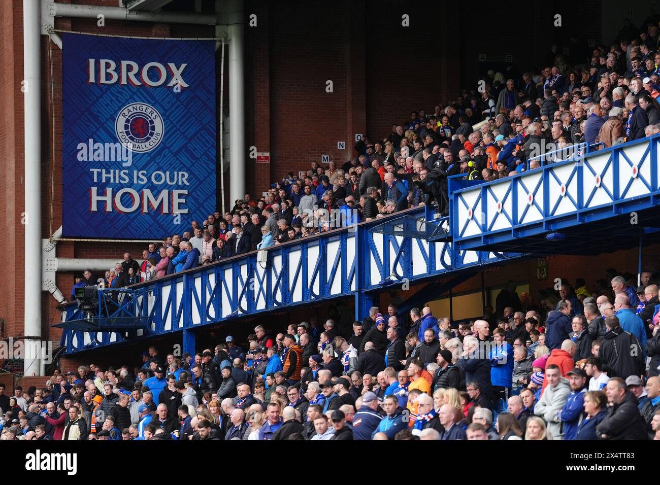 Rangers fans in the stands before the cinch Premiership match at Ibrox ...