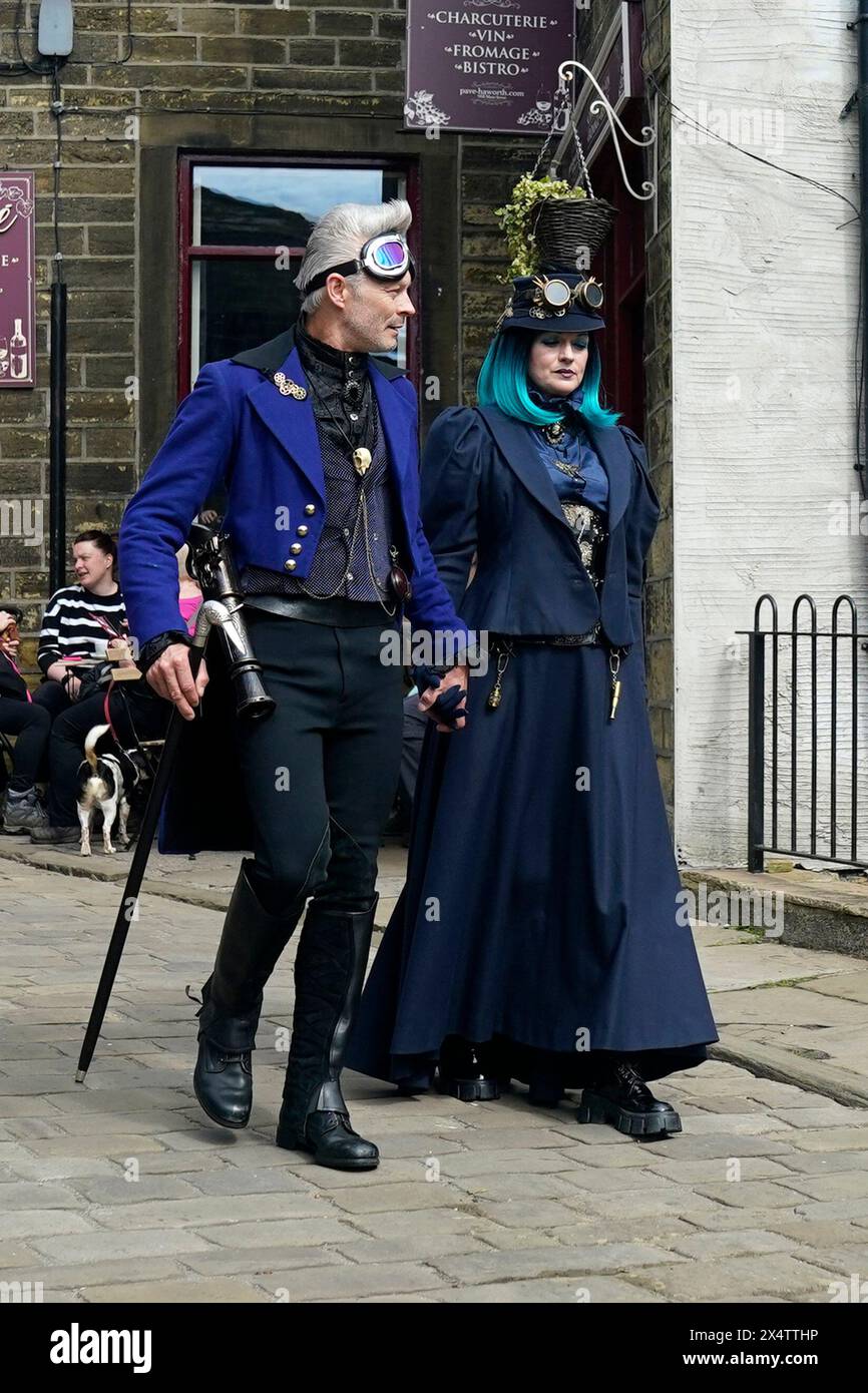People attend the Haworth Steampunk Weekend, in the village of Haworth ...