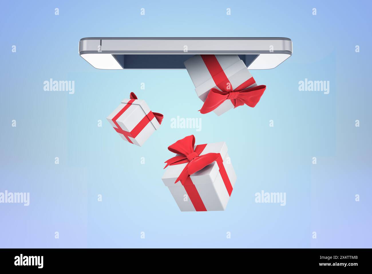 Giving gift from screen hi-res stock photography and images - Alamy