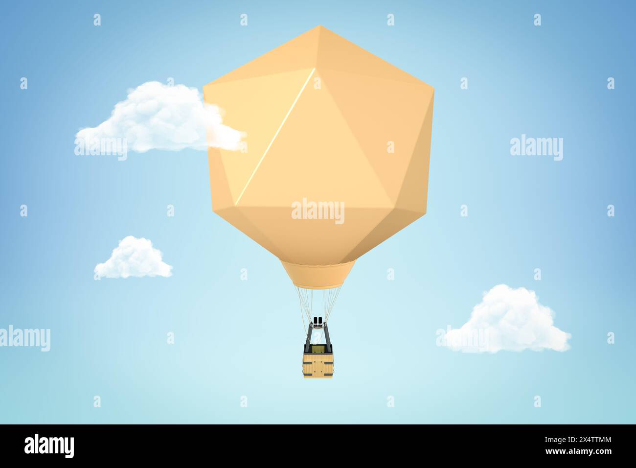 3d rendering of polygon hot air ballon on blue background Stock Photo ...