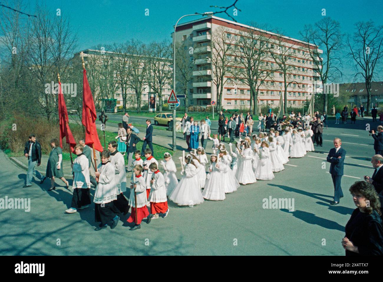 Altar servers, altar boys, children on the day of their first communion ...