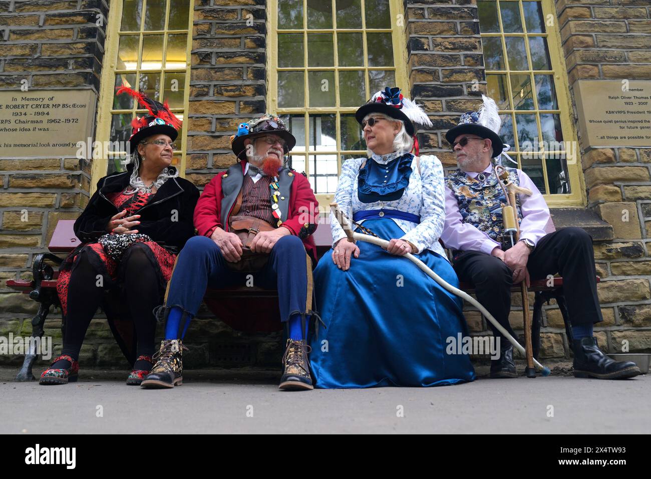 People attend the Haworth Steampunk Weekend, in the village of Haworth ...