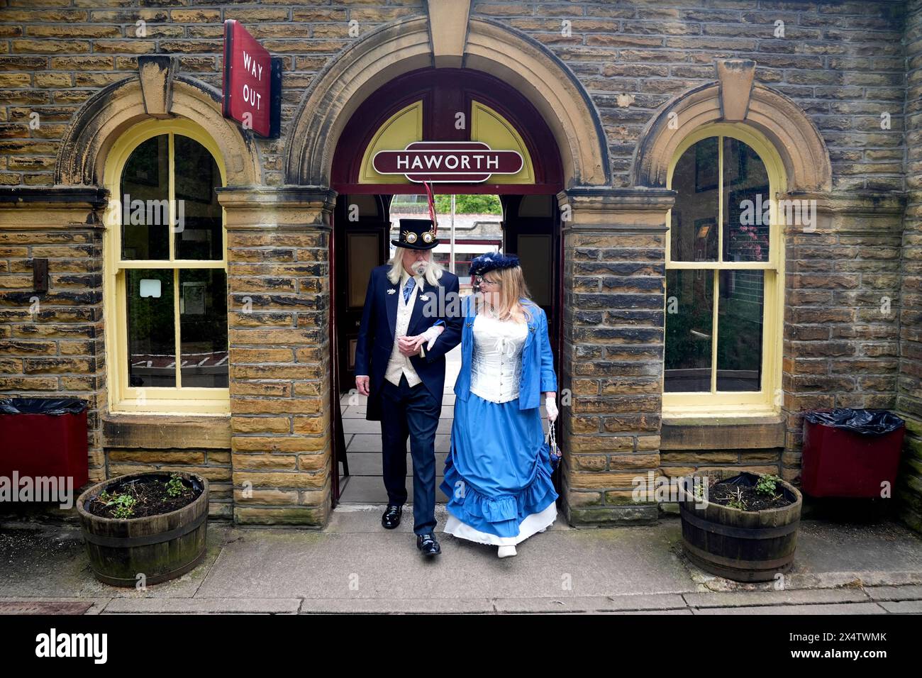 People attend the Haworth Steampunk Weekend, in the village of Haworth ...