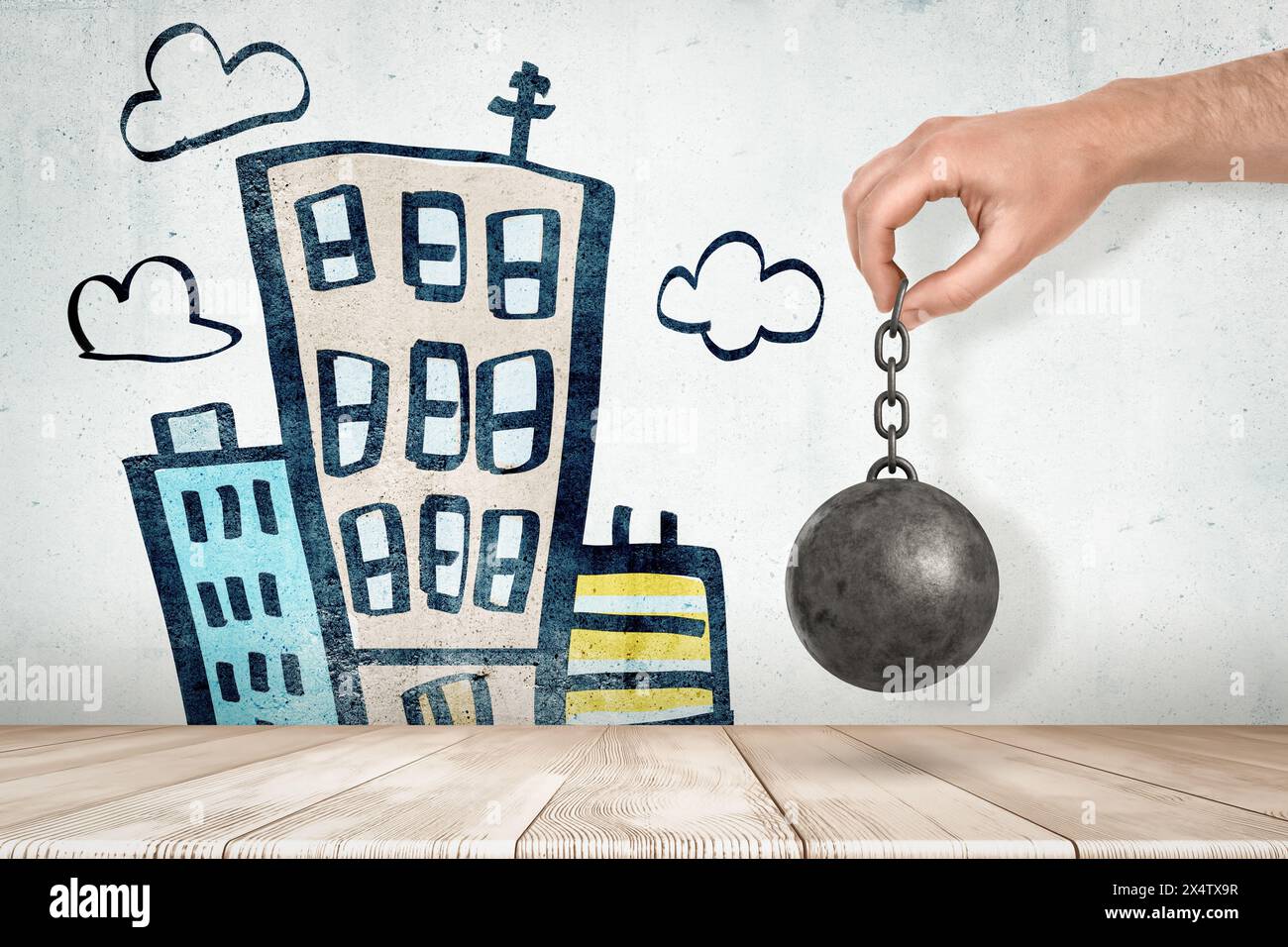 Building drawing fading into blank space Stock Photo - Alamy