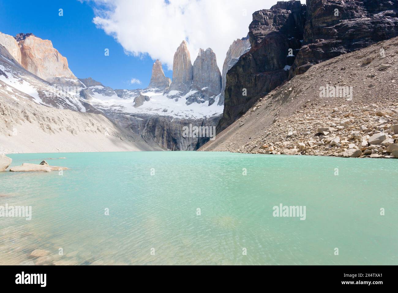 Torres del Paine peaks view, Chile. Base Las Torres viewpoint. Chilean ...