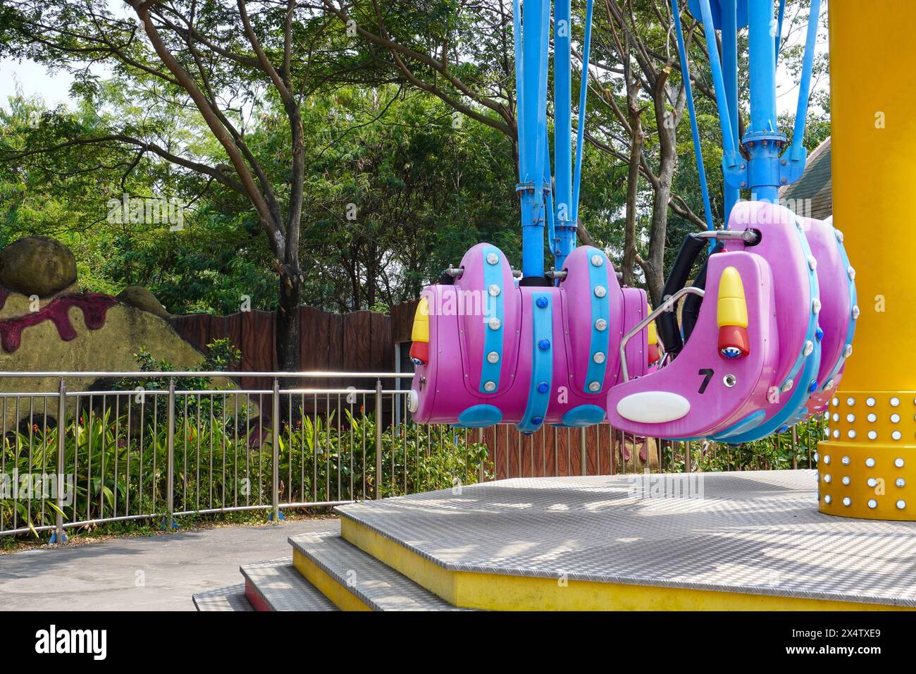 The swing ride is empty of fans and abandoned by its fans Stock Photo ...