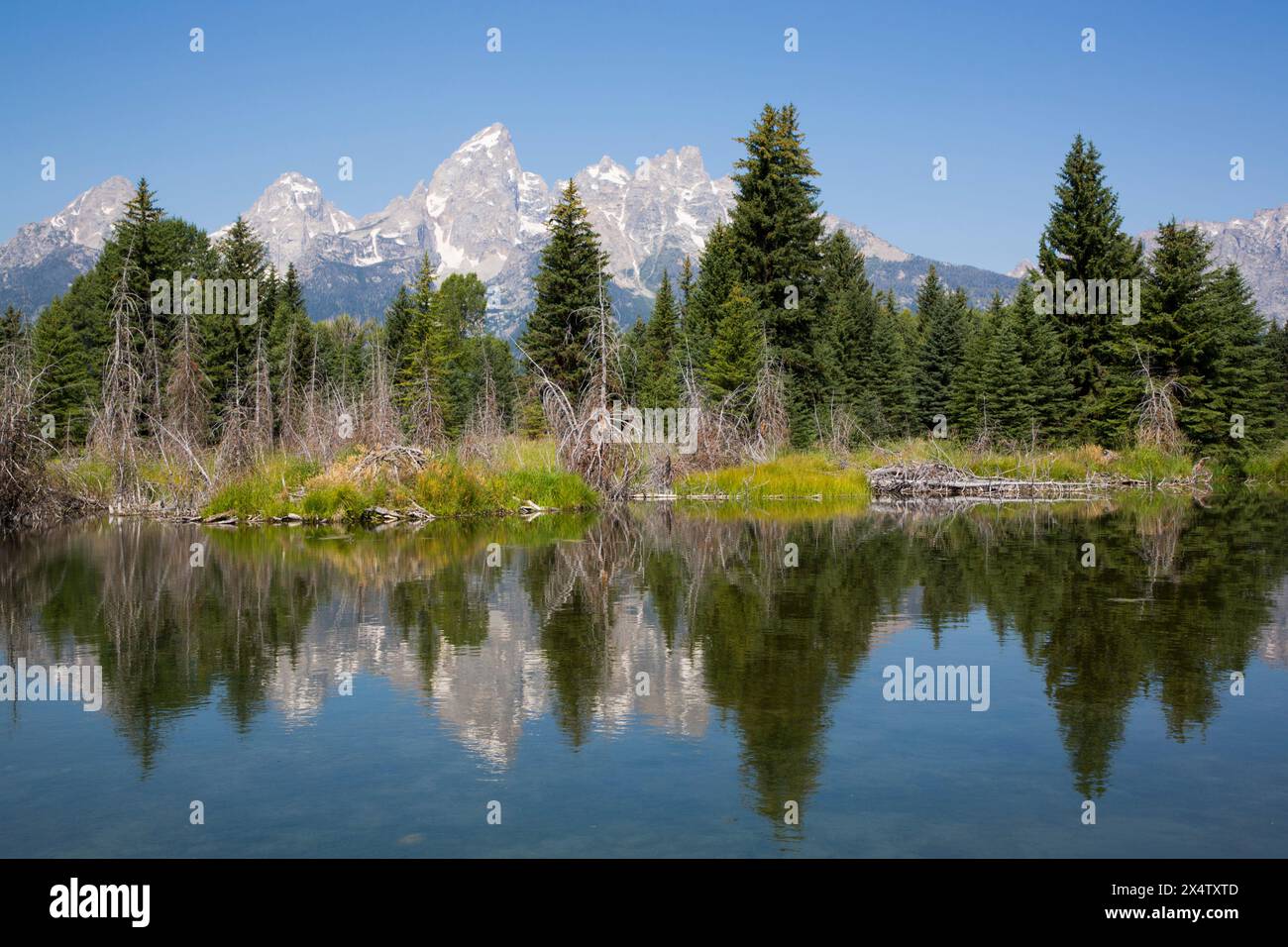 Teton Range from Schwabache Landing, Grand Teton National Park, Wyoming ...