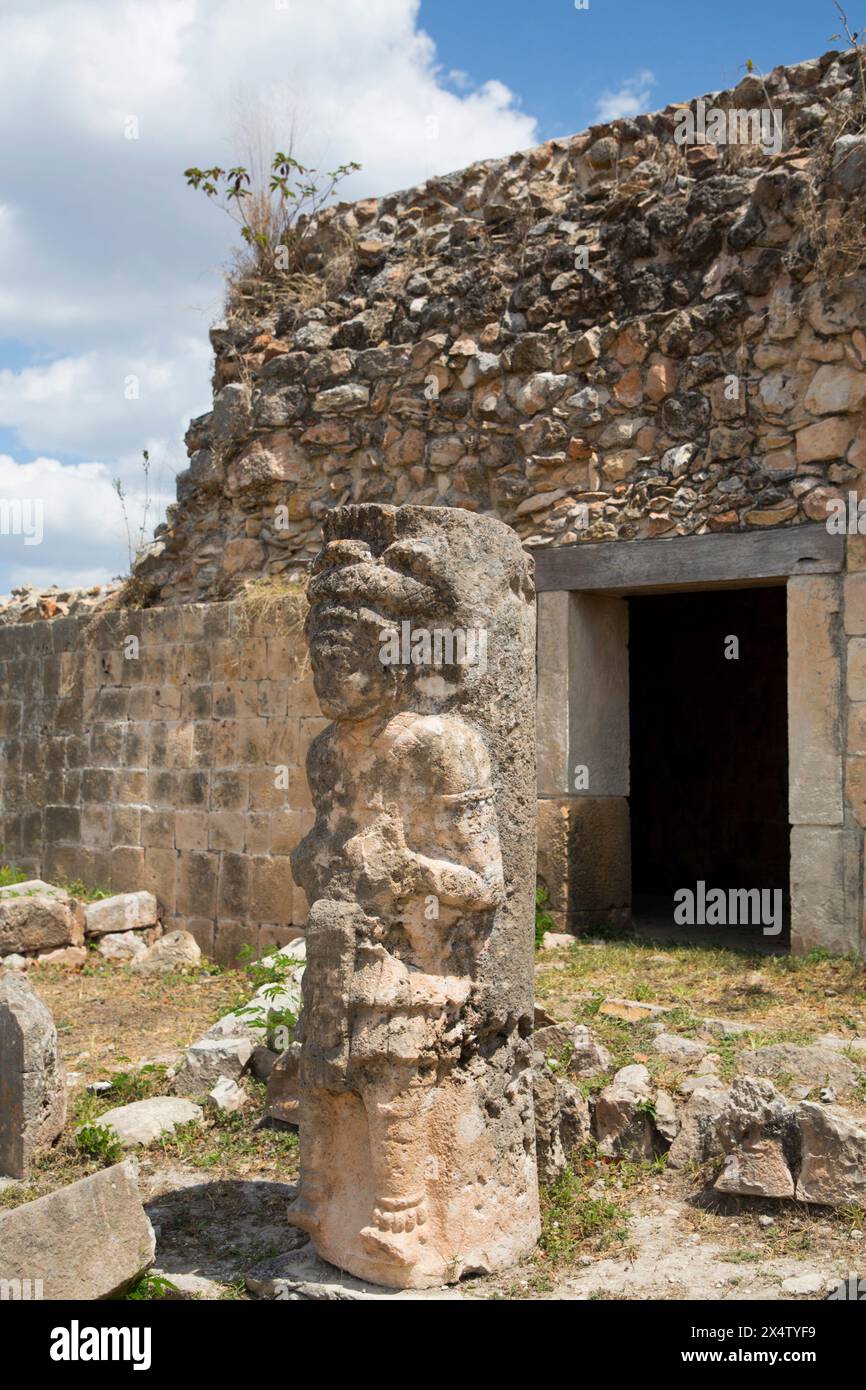 Mayan Ruins, The Palace, Statue, Oxkintok Archaeological Zone, 300 ...