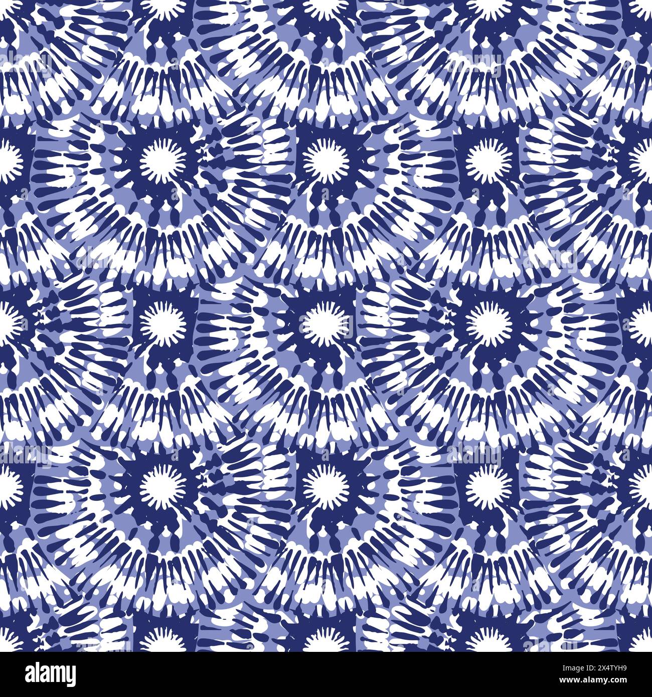 Indigo blue Japanese dot block print effect pattern. Seamless hand made ...