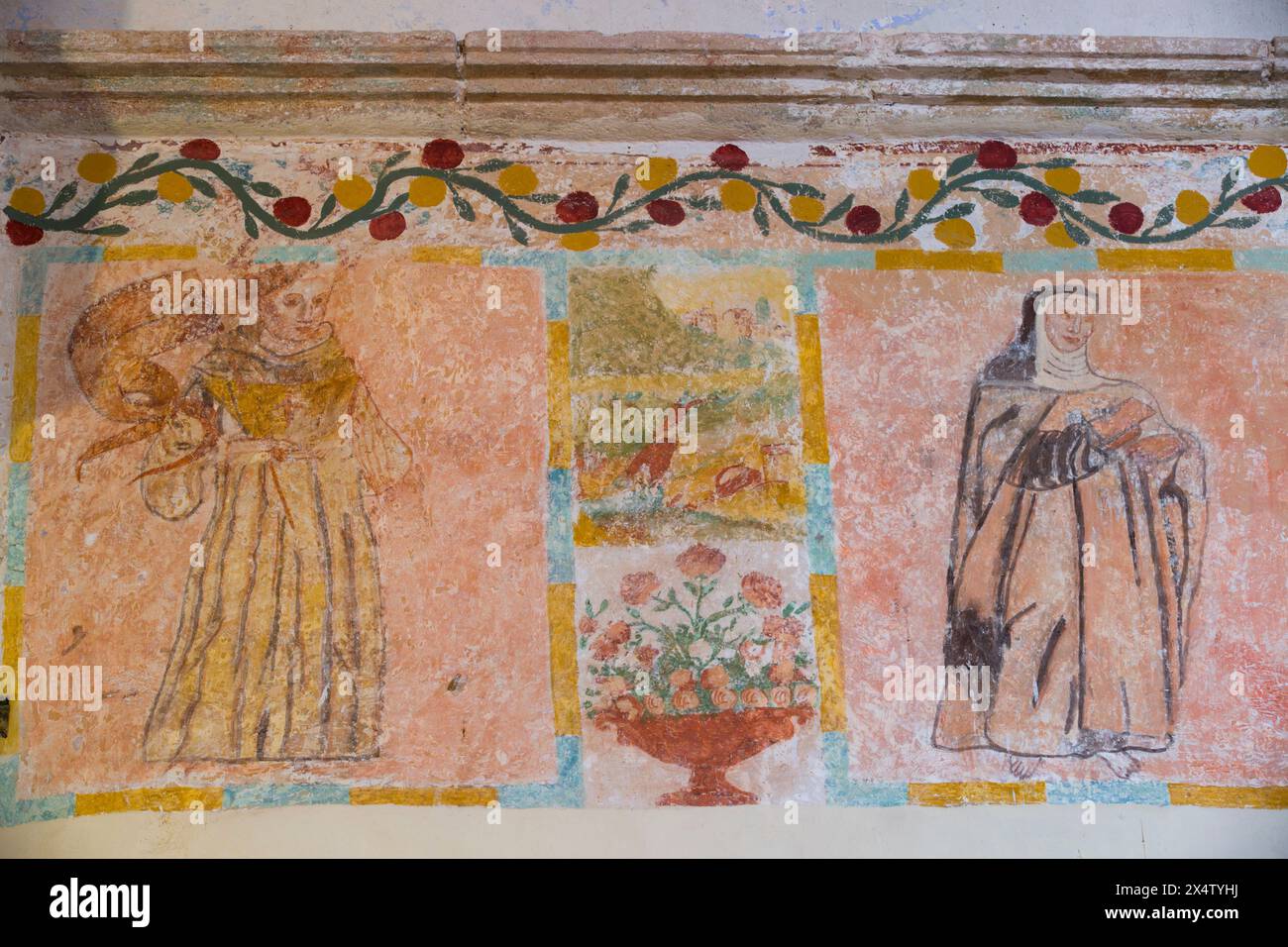 Original Frescoes, Former Convent, Church of San Pedro Y San Pablo ...