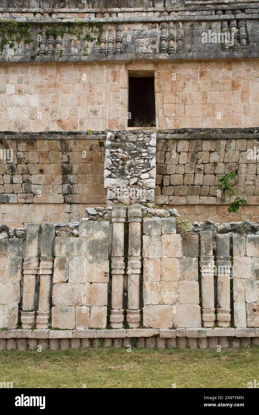 Stone Columns, Palace (Teocalli), Kabah Archaeological Site, Mayan ...