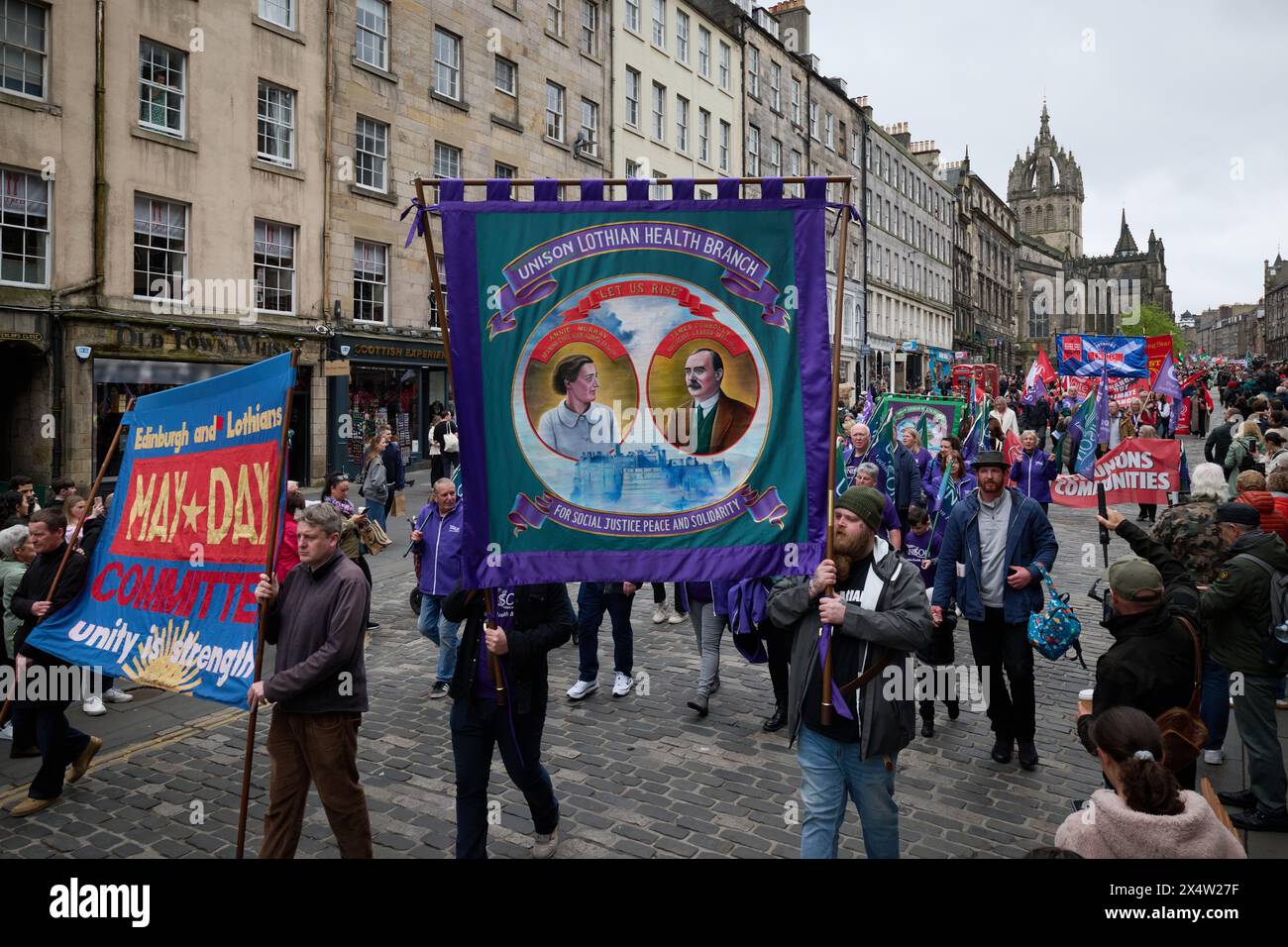 Edinburgh Scotland, UK 05 May 2024. May Day March through the centre of ...