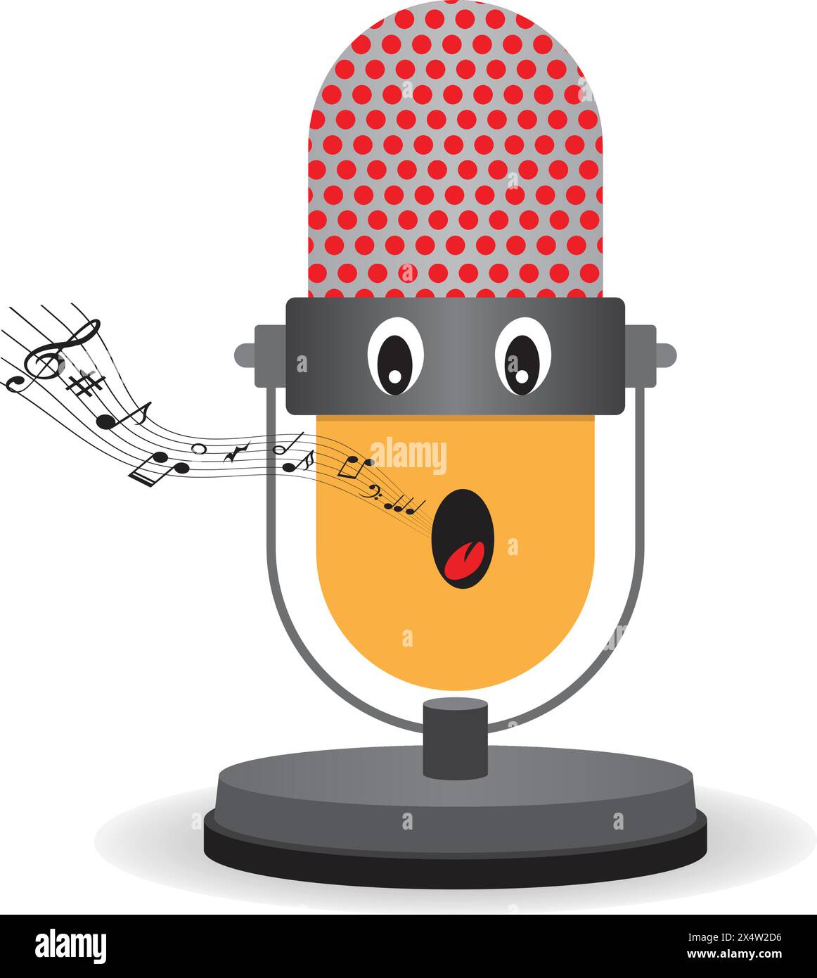 Funny microphone with eyes and mouth singing Stock Vector Image & Art ...