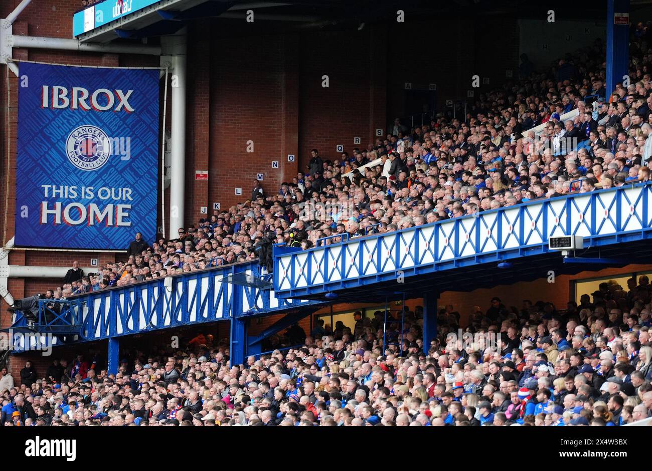 Rangers fans in the stands during the cinch Premiership match at Ibrox ...