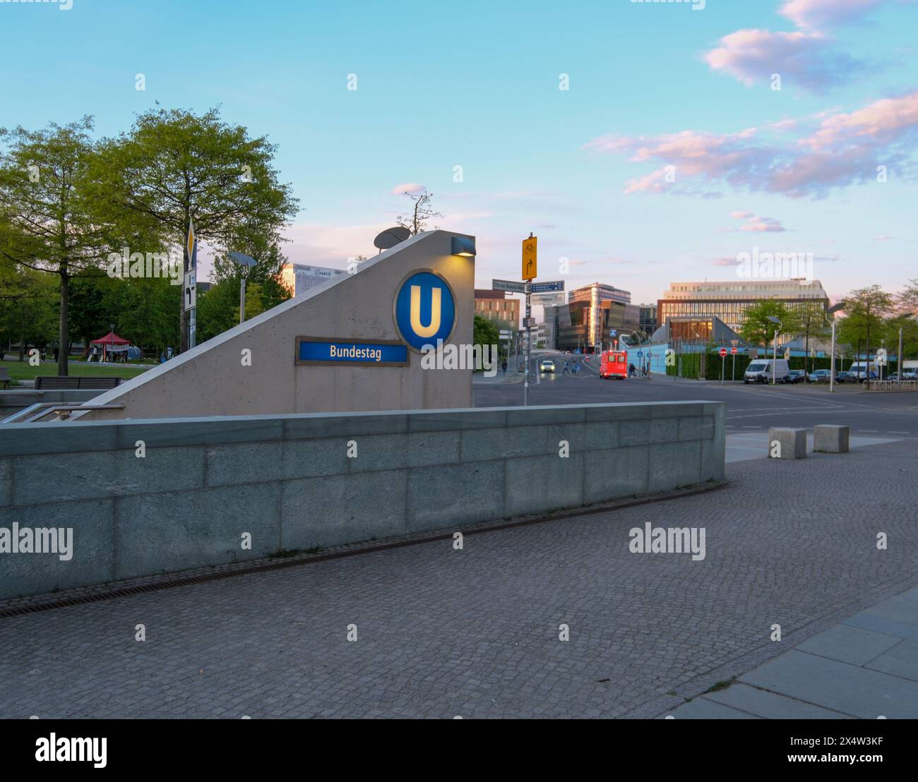 Photo of the U-Bahn exit in front of the German Parliament (Bundetsag ...
