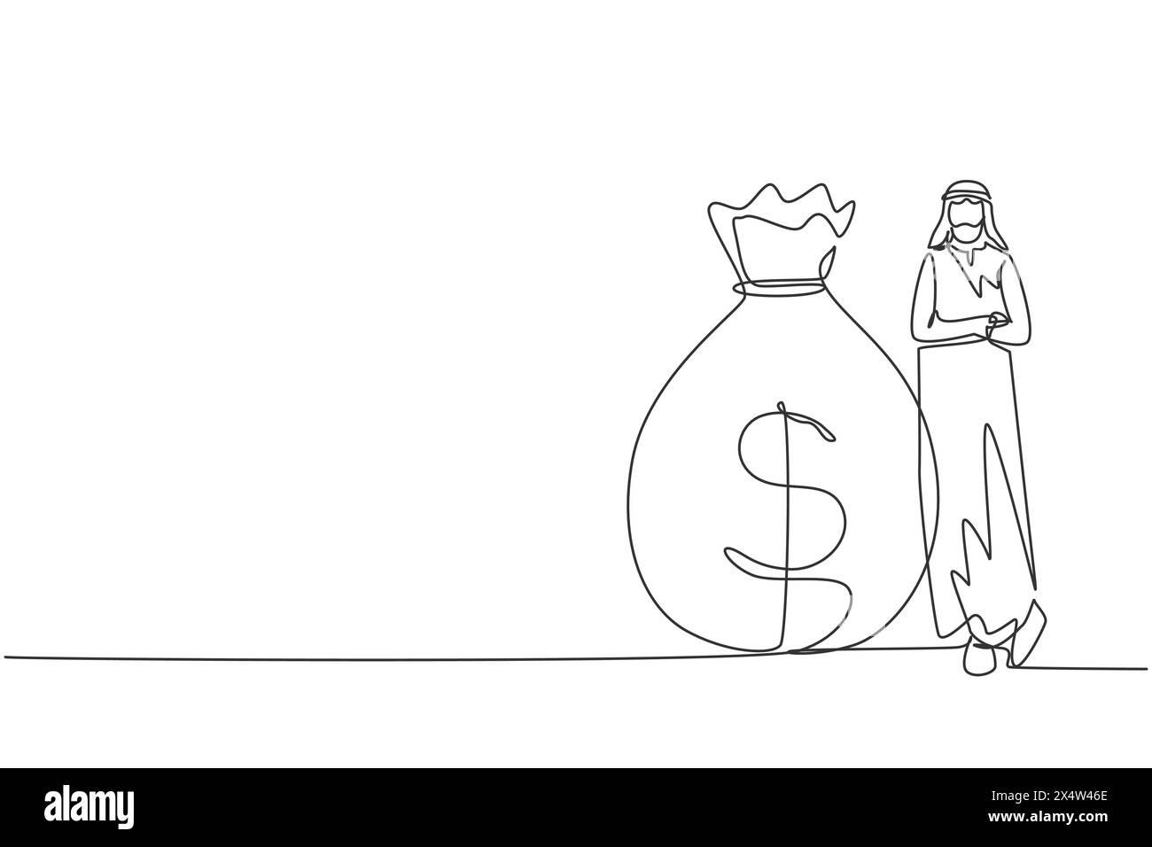 Single one line drawing Arabian businessman in traditional clothes ...