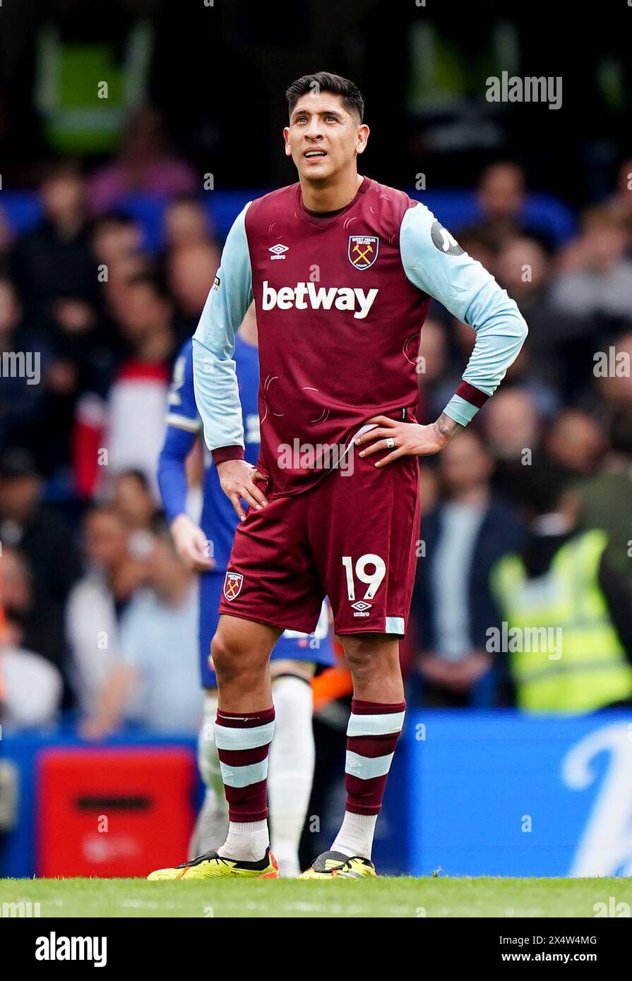 West Ham United's Edson Alvarez shows his dejection after Chelsea ...