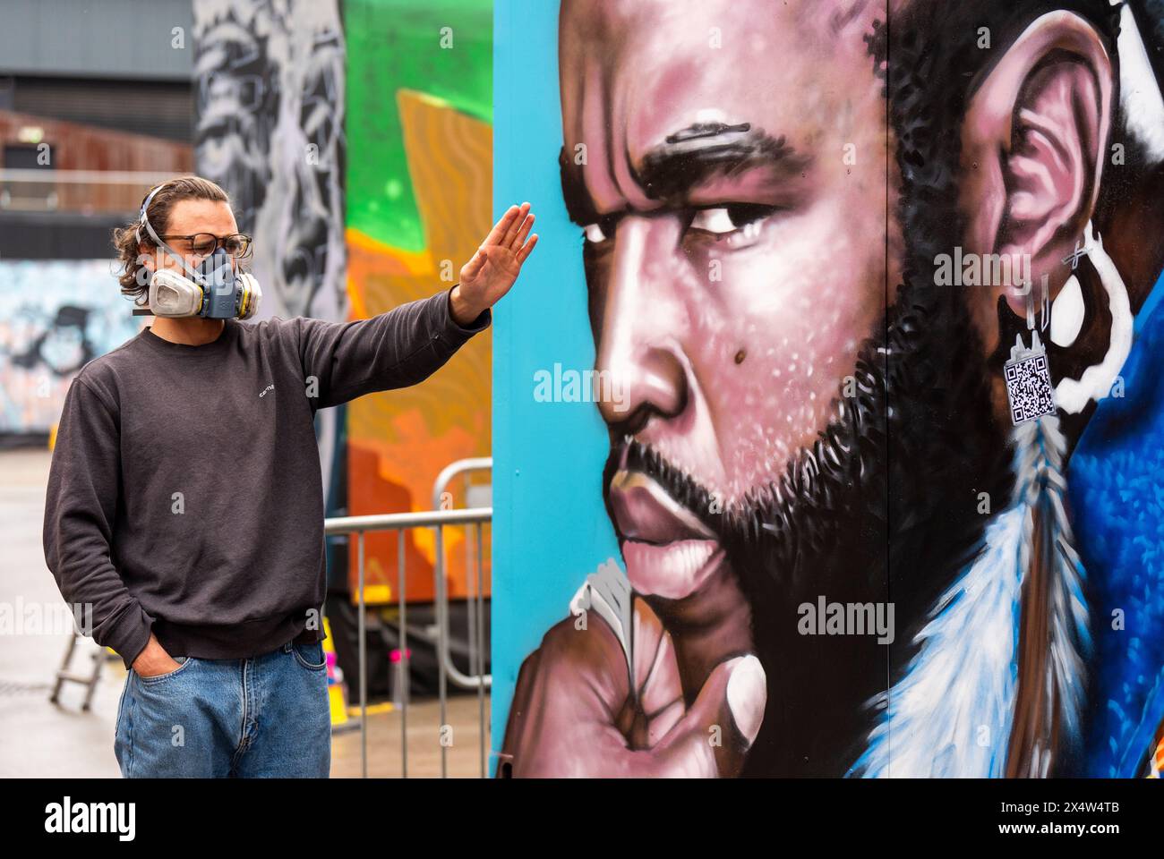 Artist Siguel at the Yardworks Festival 2024 in Glasgow. The festival ...