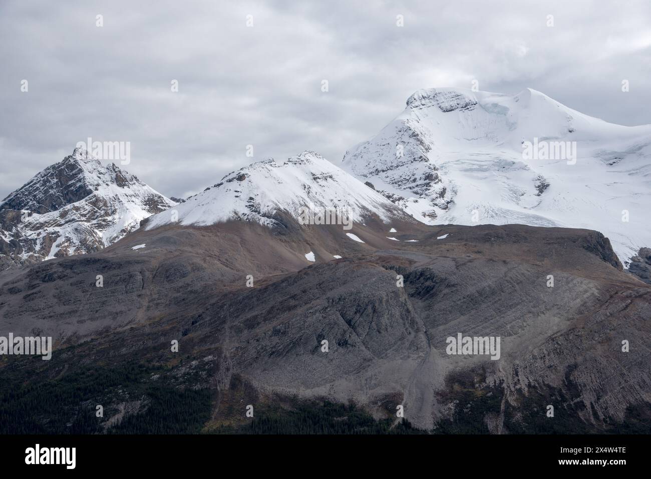 Athabasca Glacier is running from Columbia Icefield which is the ...