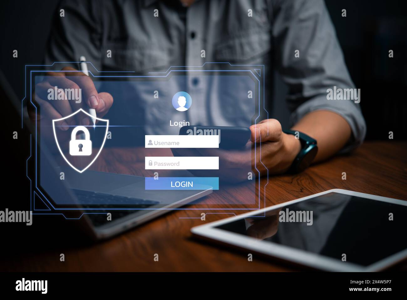 A user securely signs into a protected online account, ensuring privacy ...