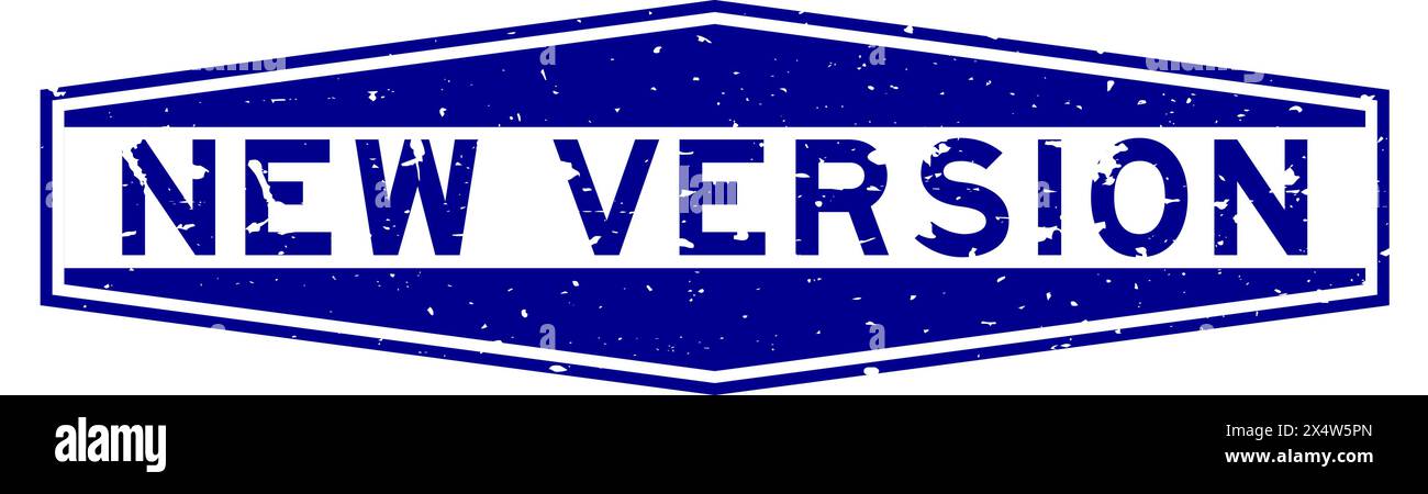 Grunge blue new version word hexagon rubber seal stamp on white background Stock Vector Image ...