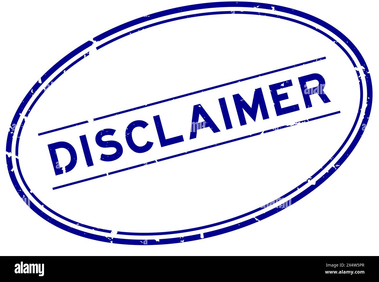 Grunge blue disclaimer word oval rubber stamp in white background Stock ...