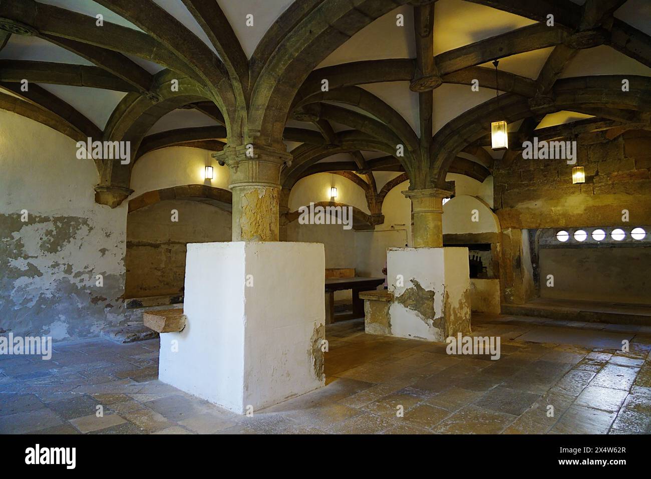 Kitchen in convent of Christ in European TOMAR city at Santarem ...