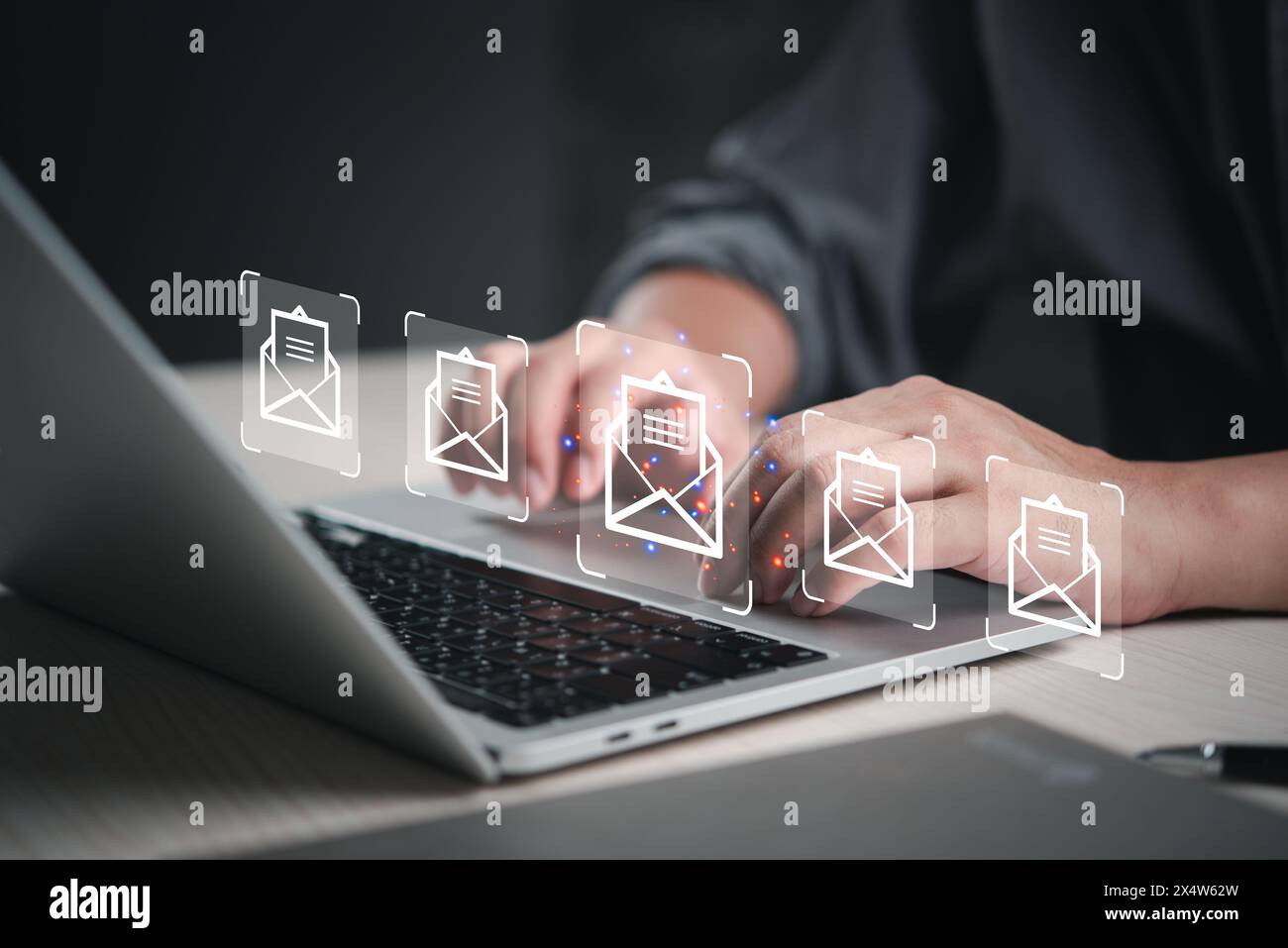 Email marketing screen electronic icon. Business computer laptop ...