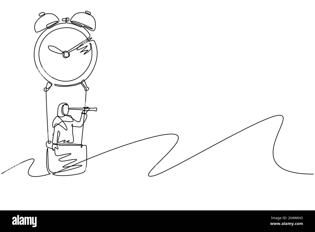 Single continuous line drawing Arab businesswoman, manager or employee ...