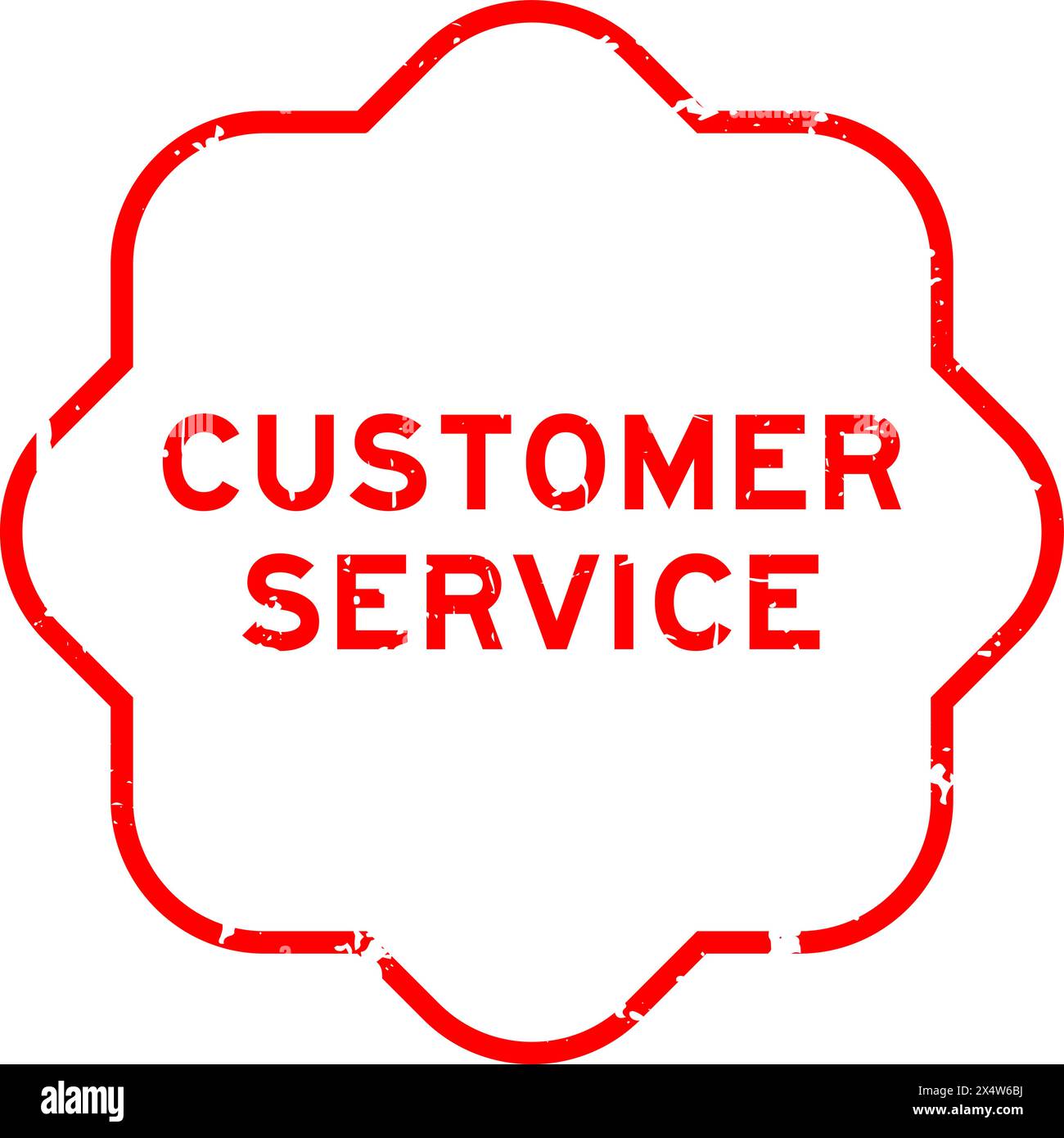 Grunge red customer service word rubber seal stamp on white background ...