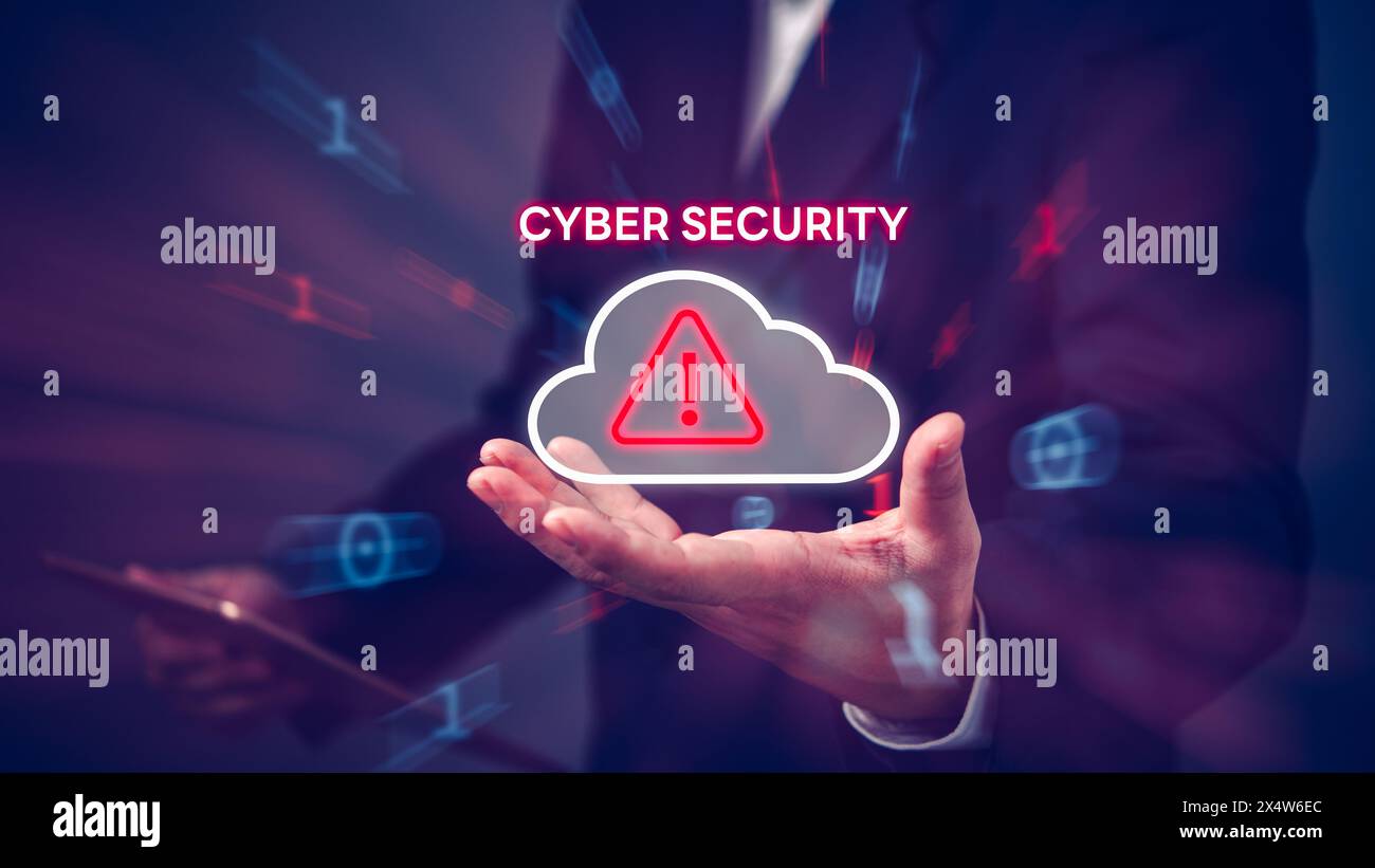 Cyber Security Warning Cloud protection, privacy, network system ...