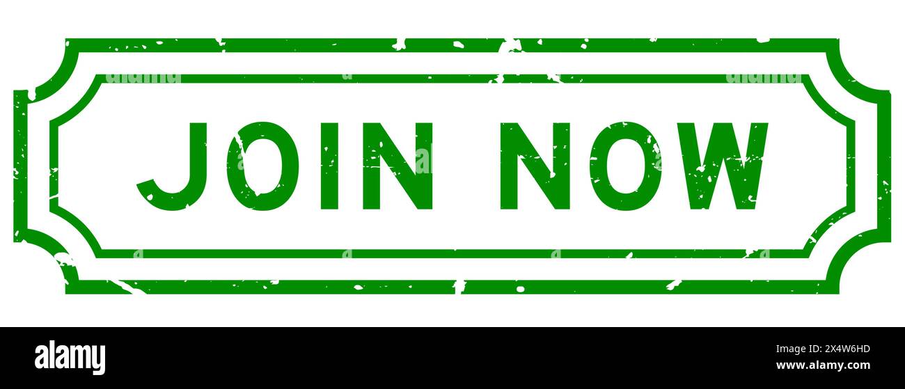 Grunge green join now word rubber seal stamp on white background Stock ...