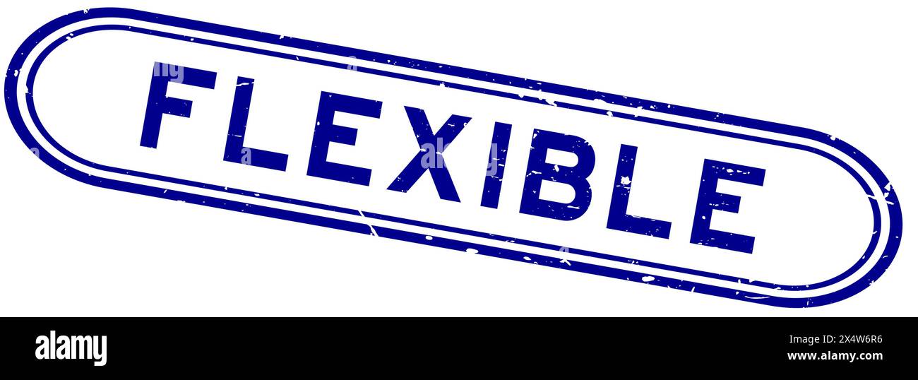 Grunge blue flexible word rubber seal stamp on white background Stock ...