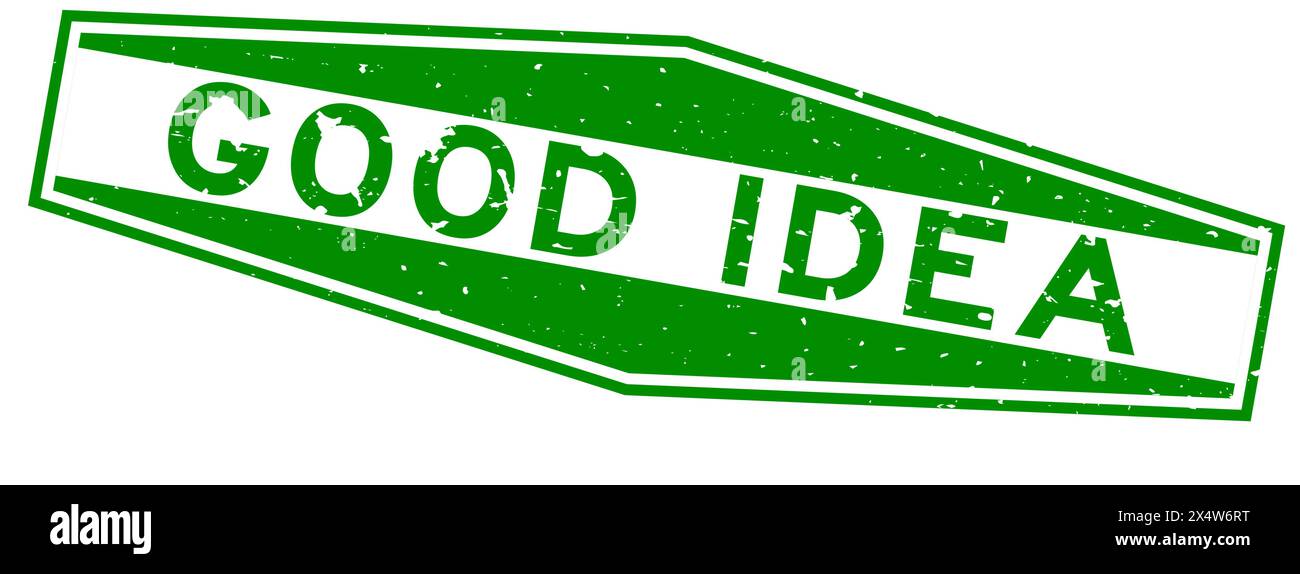 Grunge green good idea word hexagon rubber seal stamp on white background Stock Vector Image ...